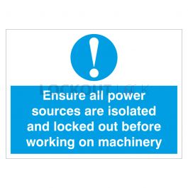 10 x Adhesive Labels - 'All Power Sources Are Isolated'