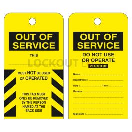 10 x Tags - 'Out of Service - Do Not Use Or Operate'