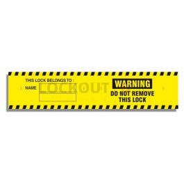 WARNING - Do not remove this lock padlock 12 labels - Yellow