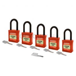Fully Insulated Nylon Padlock - Master Key - 5 Pack (6 Colours)